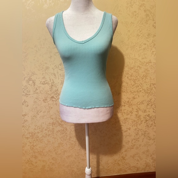 Tops | Light Blue Ribbed Tank Top | Poshmark